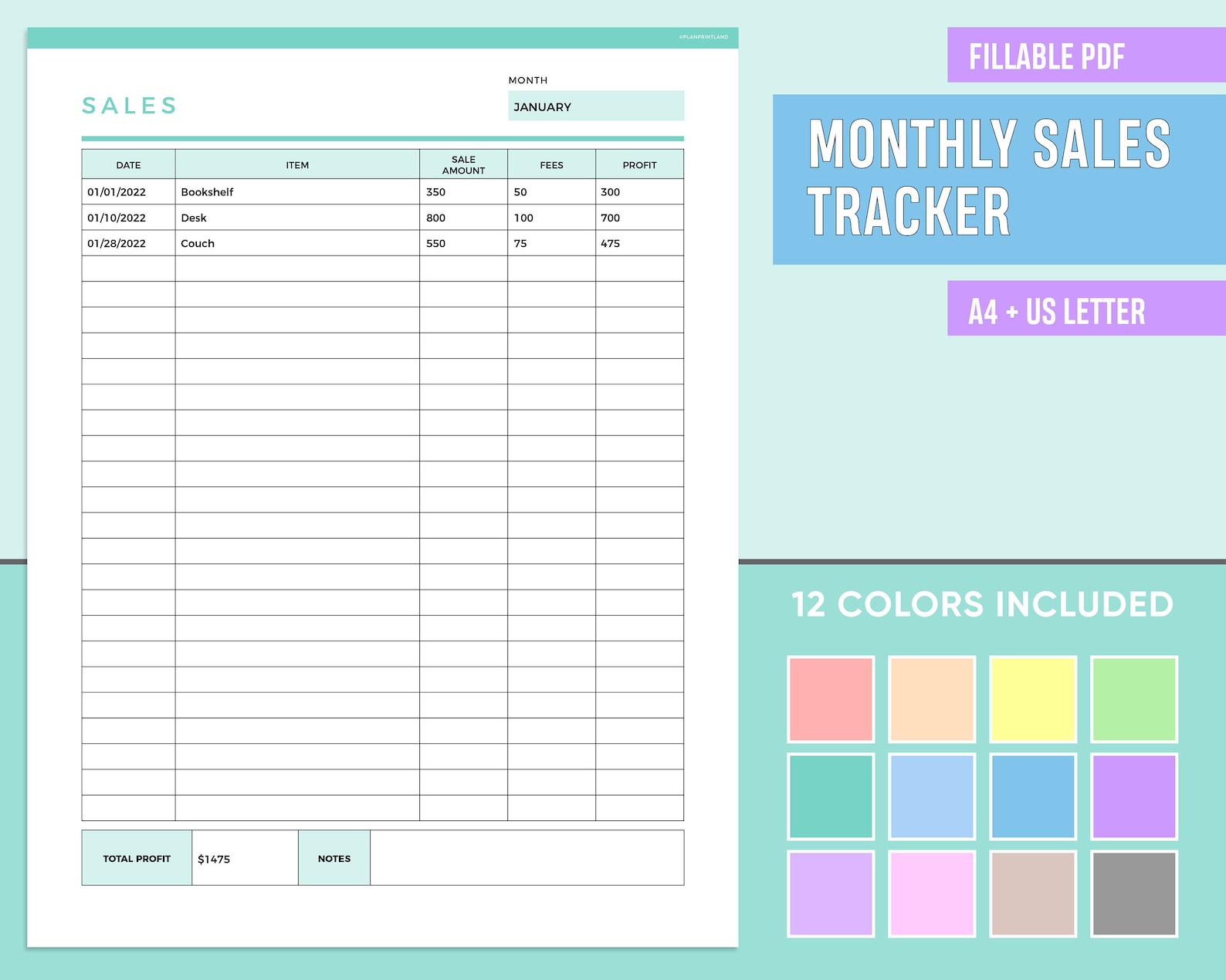 Editable Monthly Sales Tracker Printable Fillable Order - Etsy