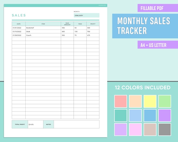 Editable Monthly Sales Tracker Printable Fillable Order - Etsy UK
