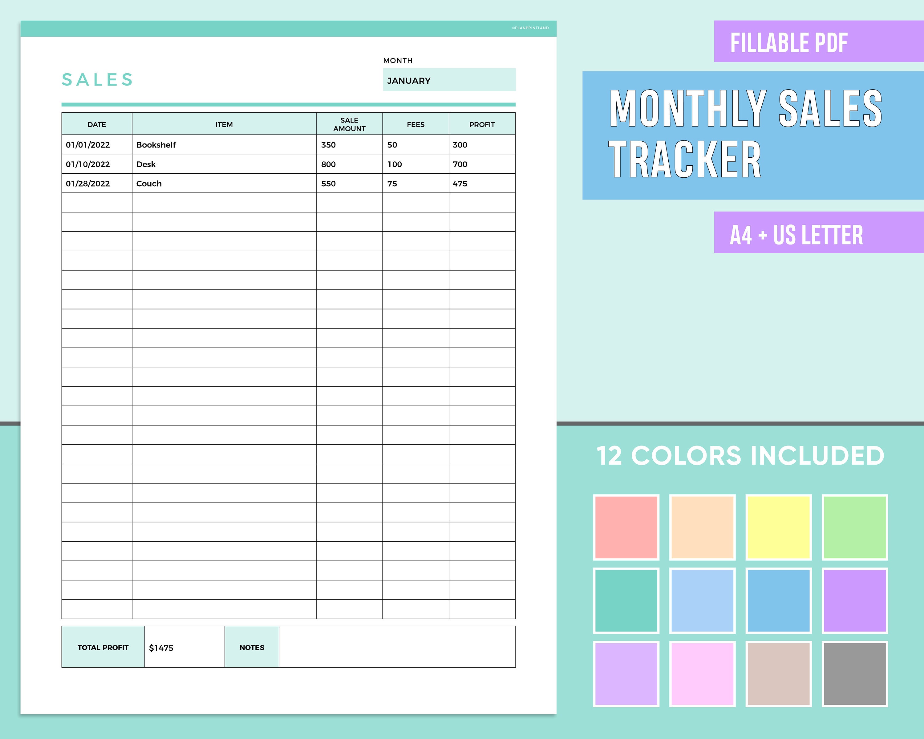 Editable Monthly Sales Tracker Printable, Fillable Order Tracker, Sales ...