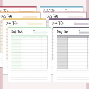 Printable Daily Task Sheet for Cleaners, Painters, Household Workers ...