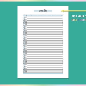 A5 Monthly Screen Time Template, Printable Digital Wellbeing Tracker ...