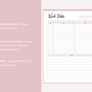 Work Duties Tracker, Time Tracker for Employees, Work Time Sheet, Work ...