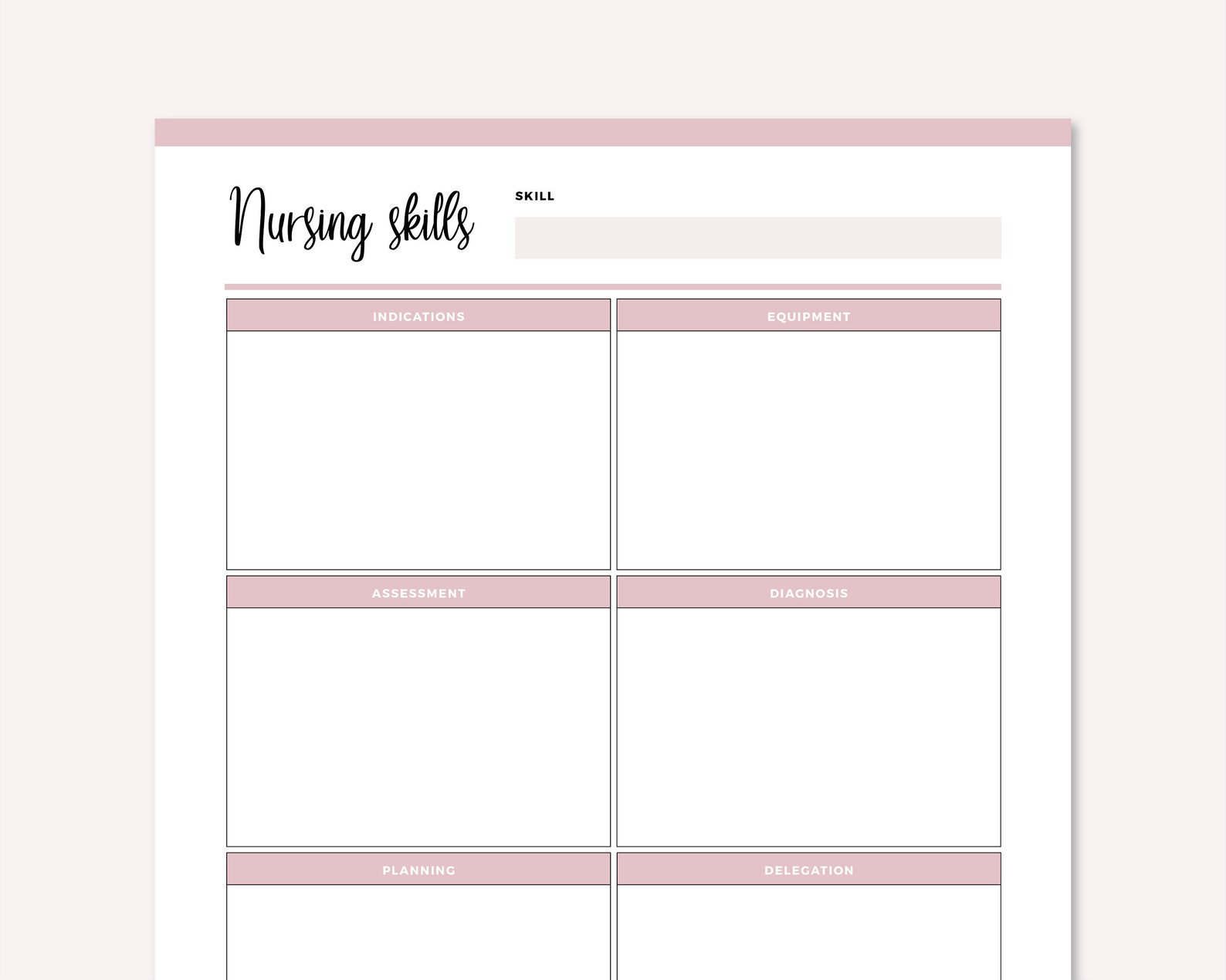 Nursing Skills Sheet Printable, Nursing Student Notes, Nursing School ...