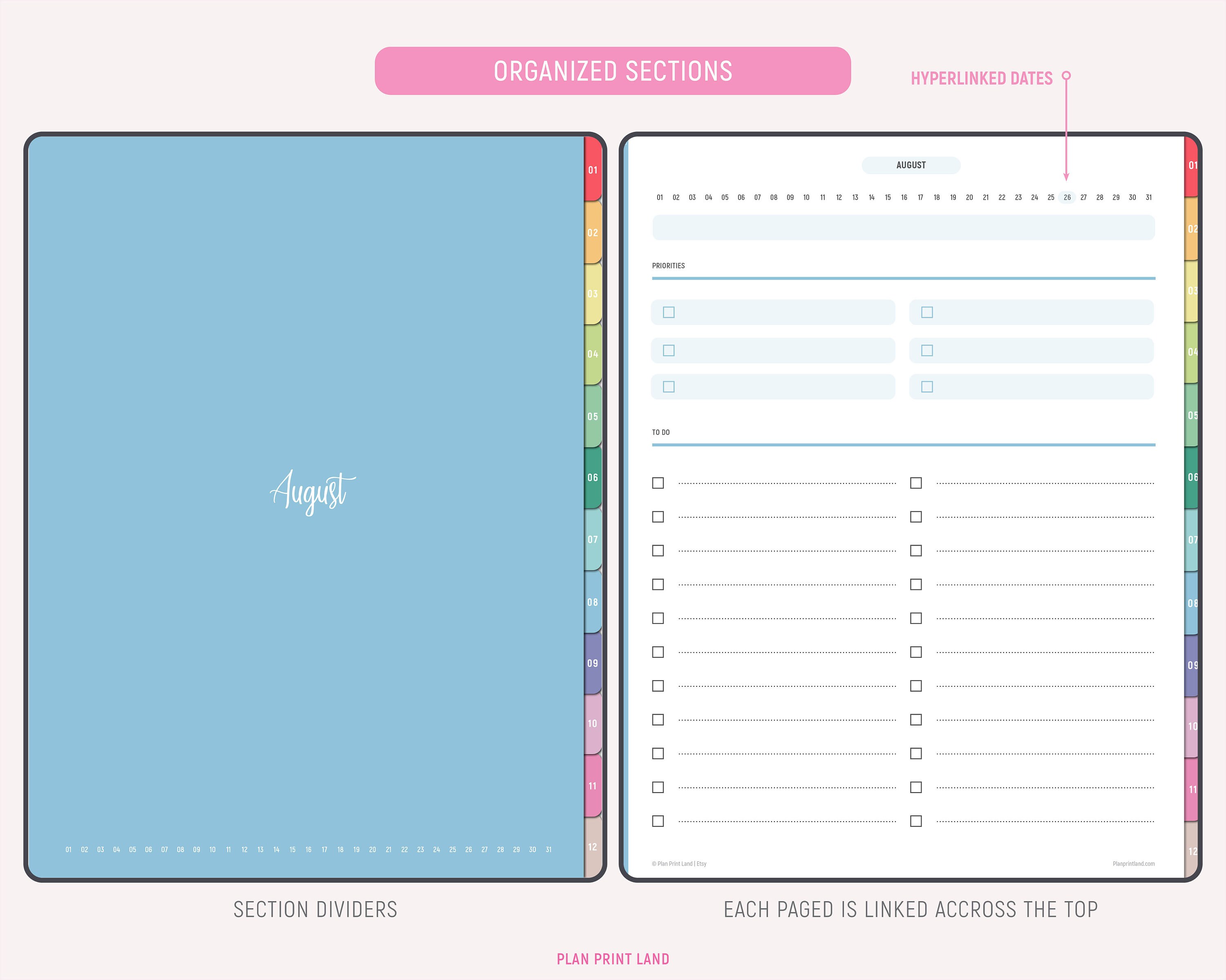 Digital to Do List, Digital Planner Template, Hyperlinked Task ...