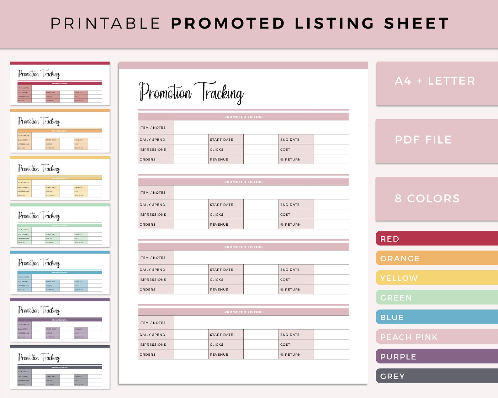 Printable Promoted Listing Sheet Online Seller Promotion | Etsy
