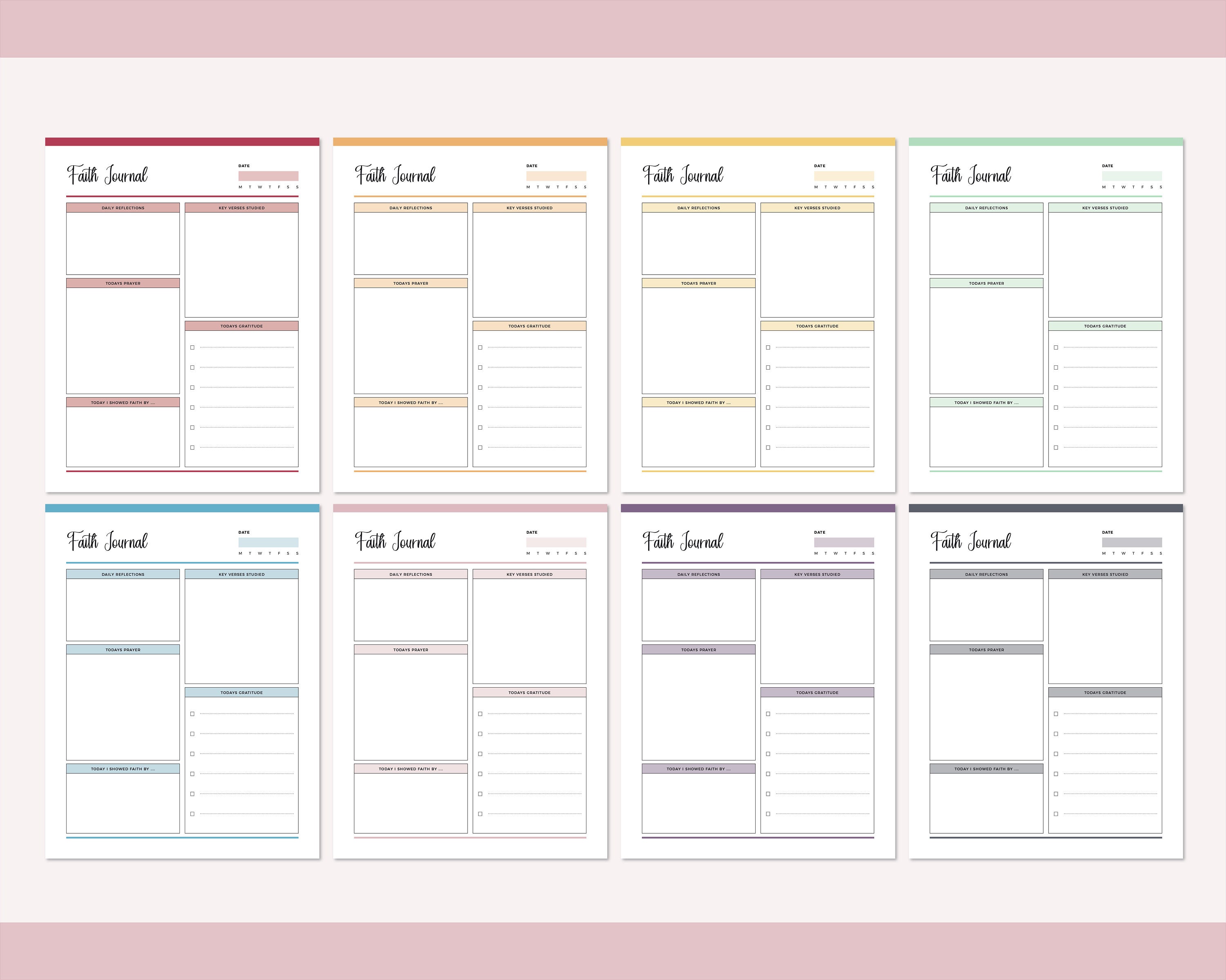 Printable Faith Journal, Print at Home Daily Devotional Planner, Prayer ...