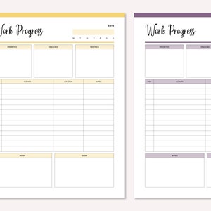 Work Planner Printable, Work Progress Template, Daily Employee Planner ...