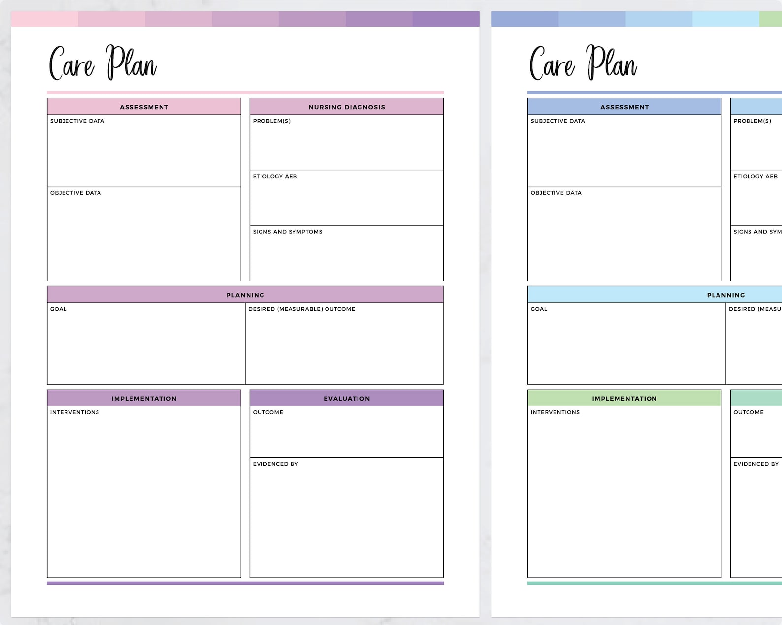 Printable Nursing Care Plan Template, Nursing Student Care Plan, Nurse ...