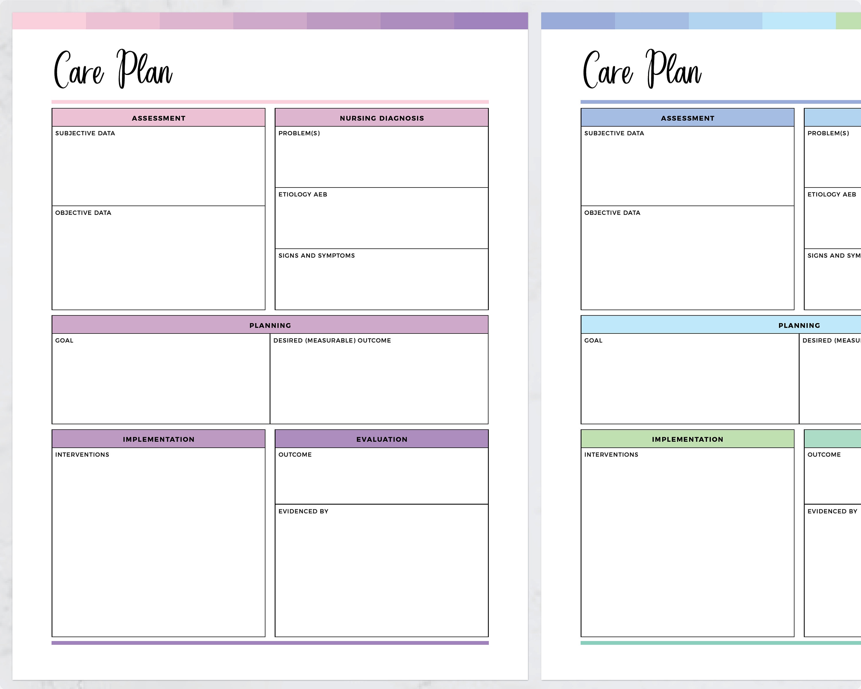 Printable Nursing Care Plan Template Nursing Student Care - Etsy Canada