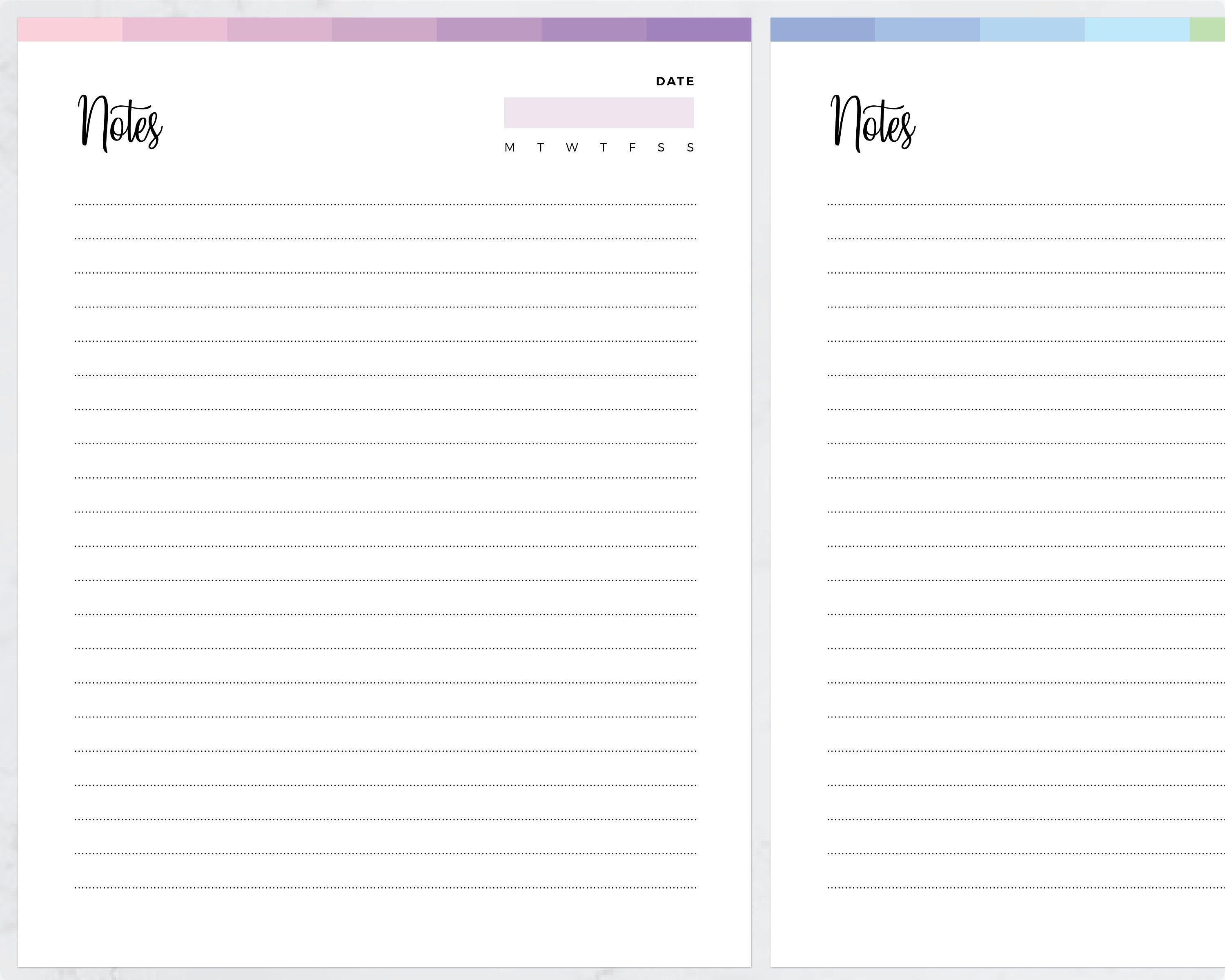 Lined Notes Template Printable | A4, US Letter (PDF) - Etsy