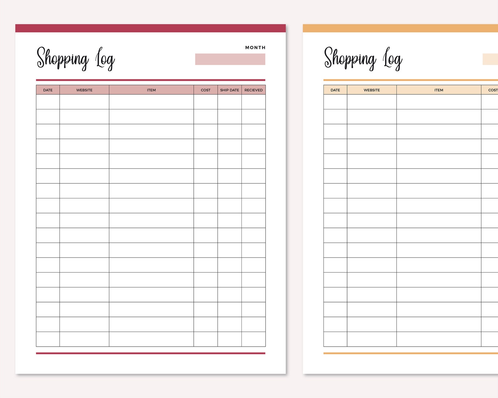 Printable Shopping Log, Online Purchase Tracker, Shopping Tracker ...