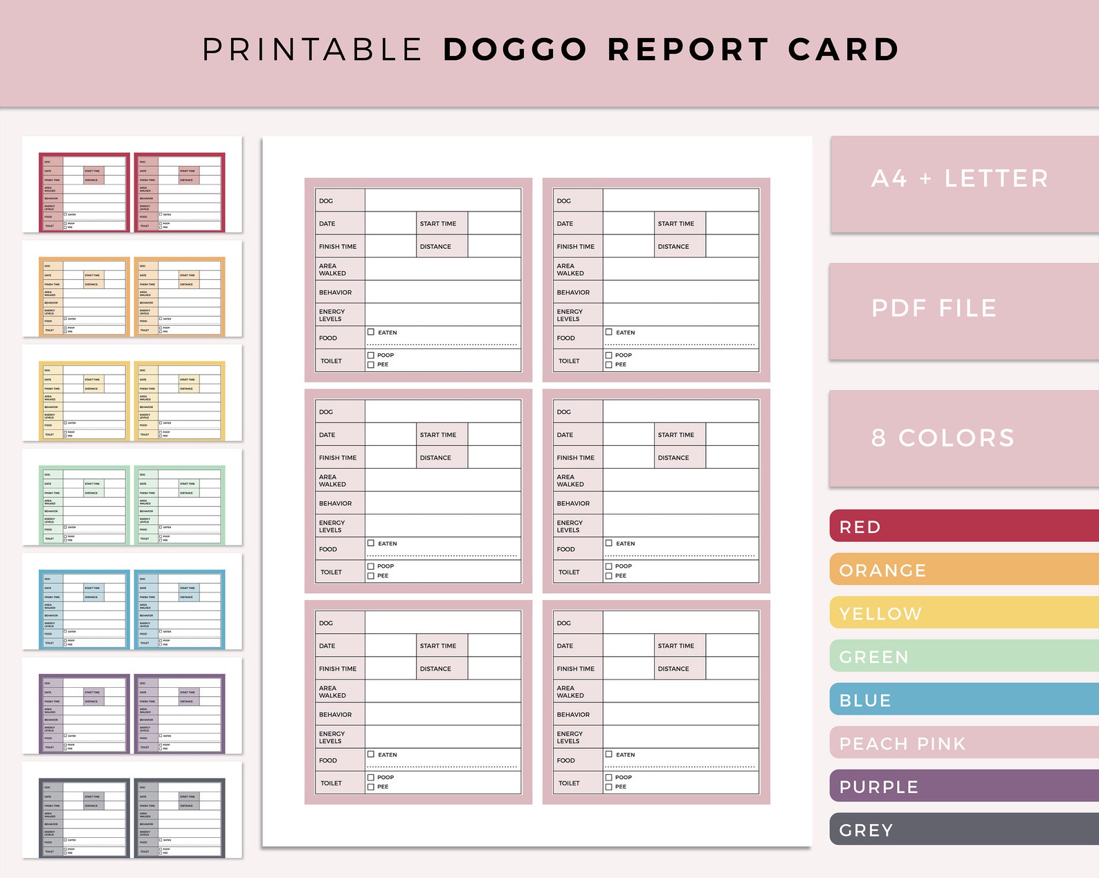 Printable Dog Report Card, Doggo Report, Dog Daycare Form, Doggie ...