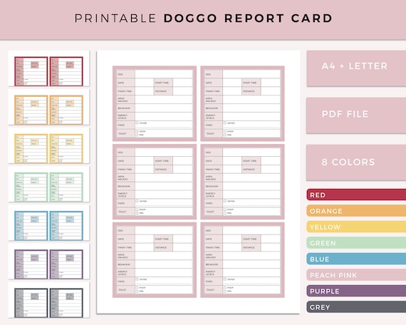 Printable Dog Report Card Doggo Report Dog Daycare Form - Etsy