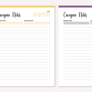 Caregiver Notes Printable, Care Giver Note Taking Skeet, Notes for ...
