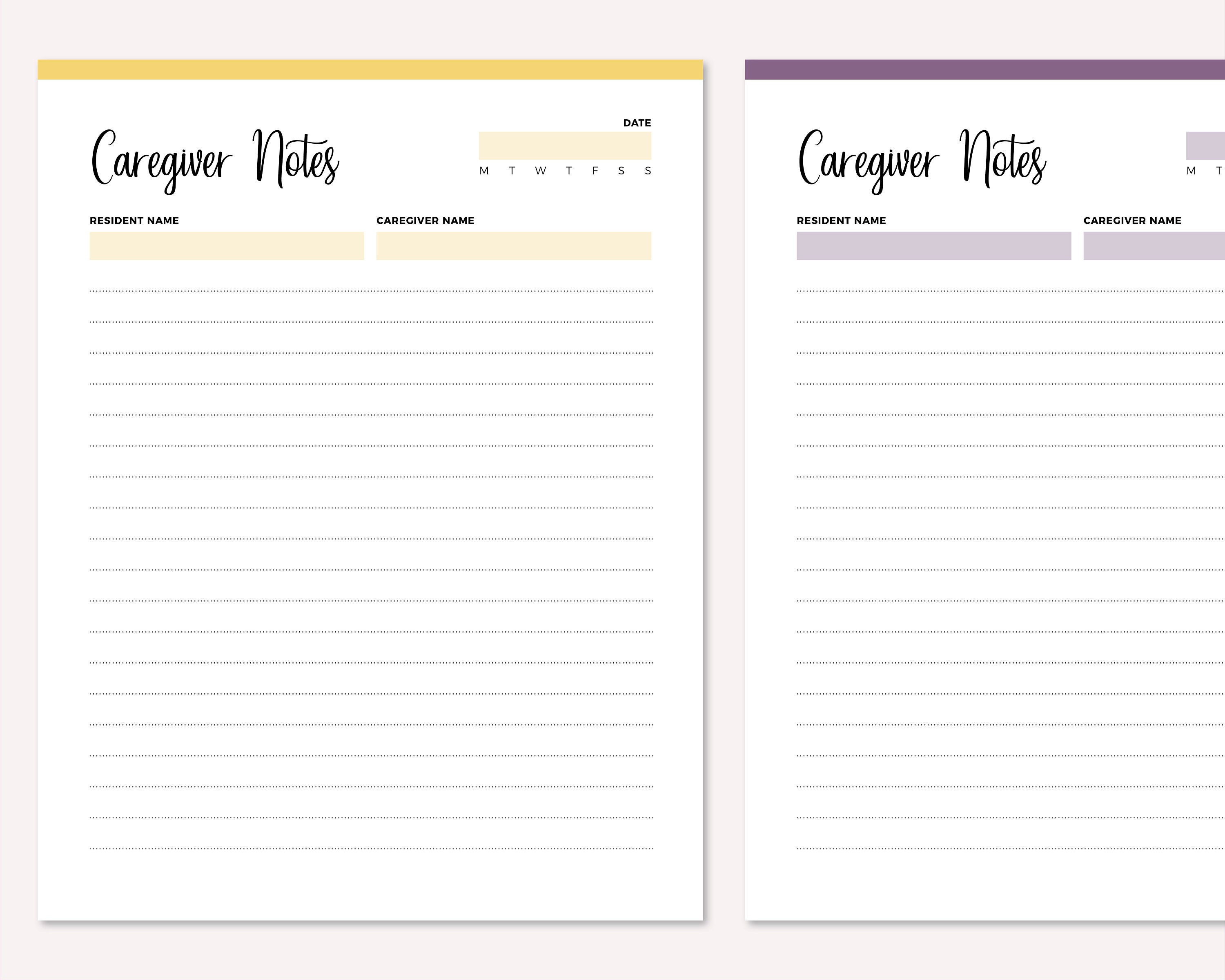 Caregiver Notes Printable Care Giver Note Taking Skeet Notes - Etsy