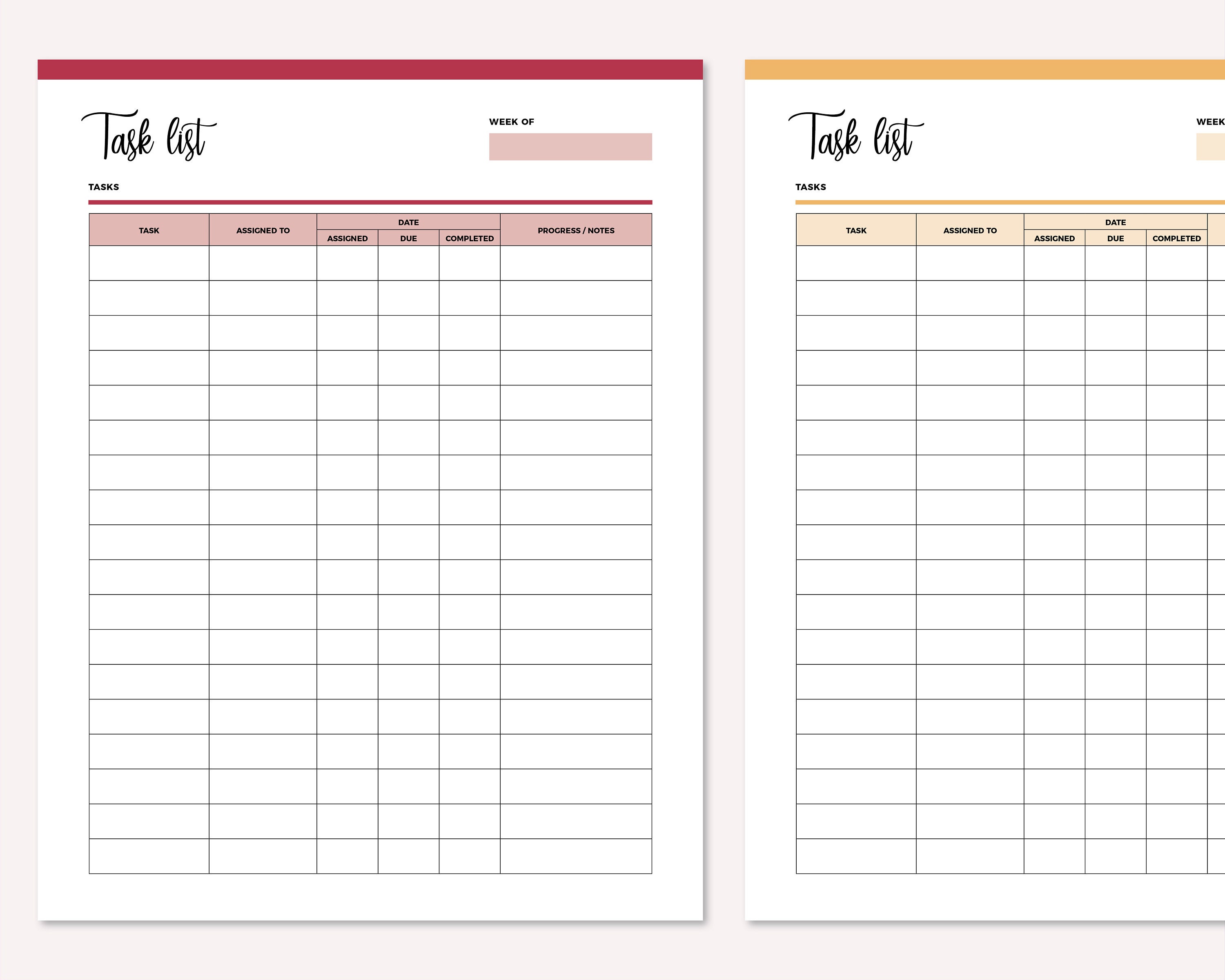 Employee Task List Printable Work Allocation Sheet Daily - Etsy Ireland