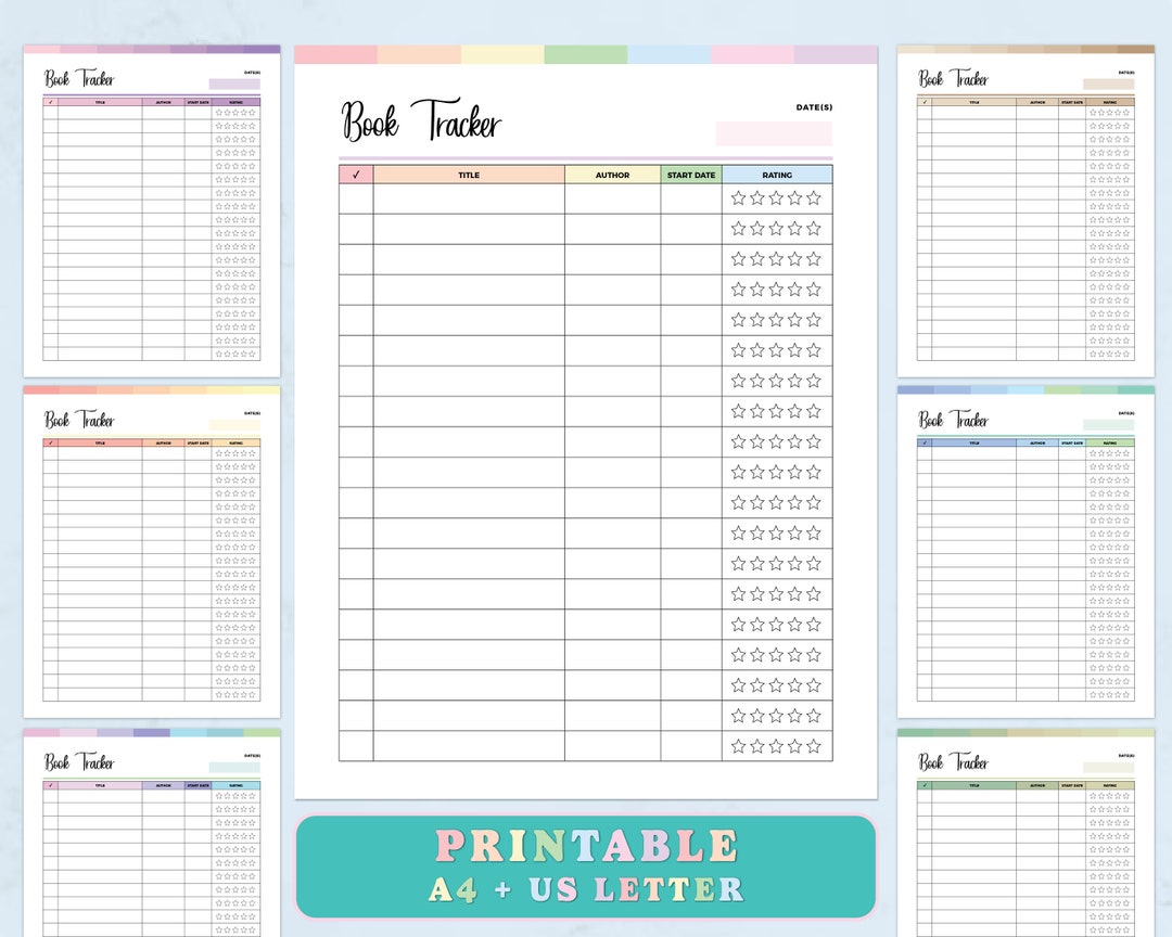 Printable Book Tracker PDF, Reading List PDF, Book Worm Checklist, Book ...