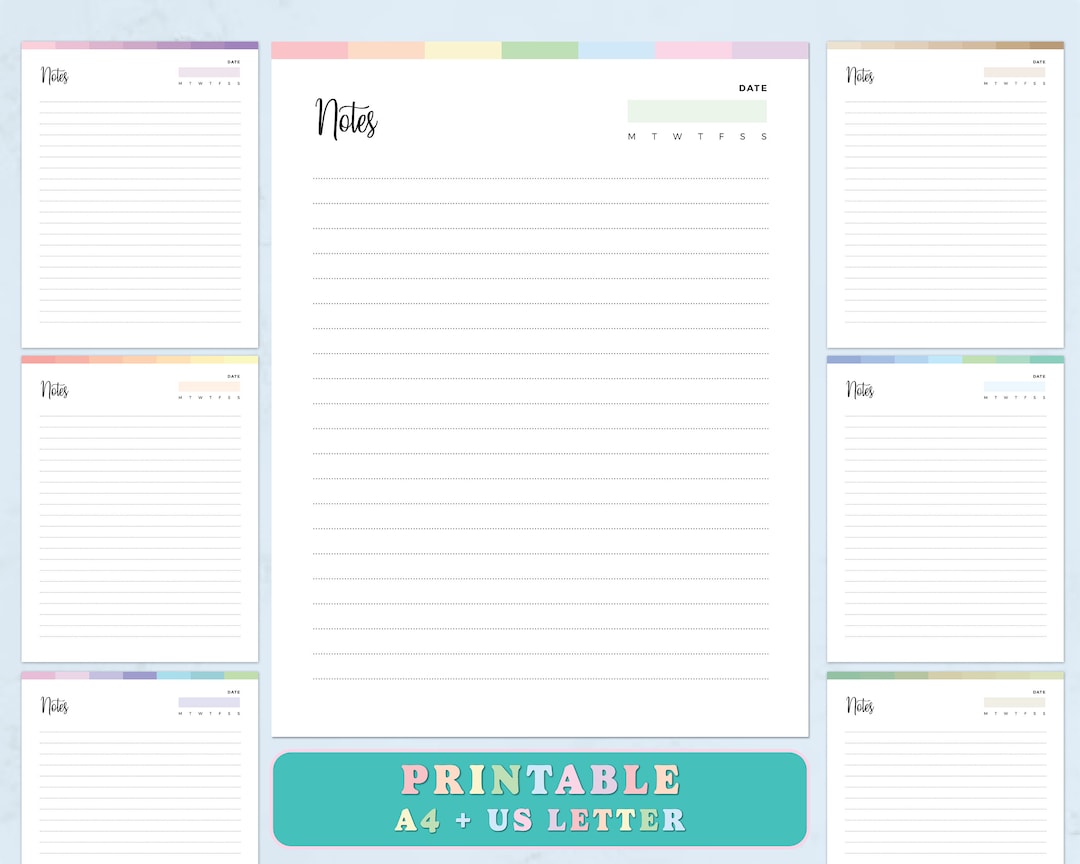 Lined Notes Template Printable | Notes Template - Etsy