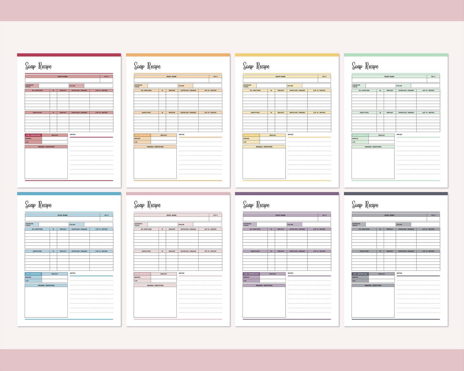 Printable Blank Soap Recipe Sheet, Soap Making Recipe Cards, Soap Maker ...