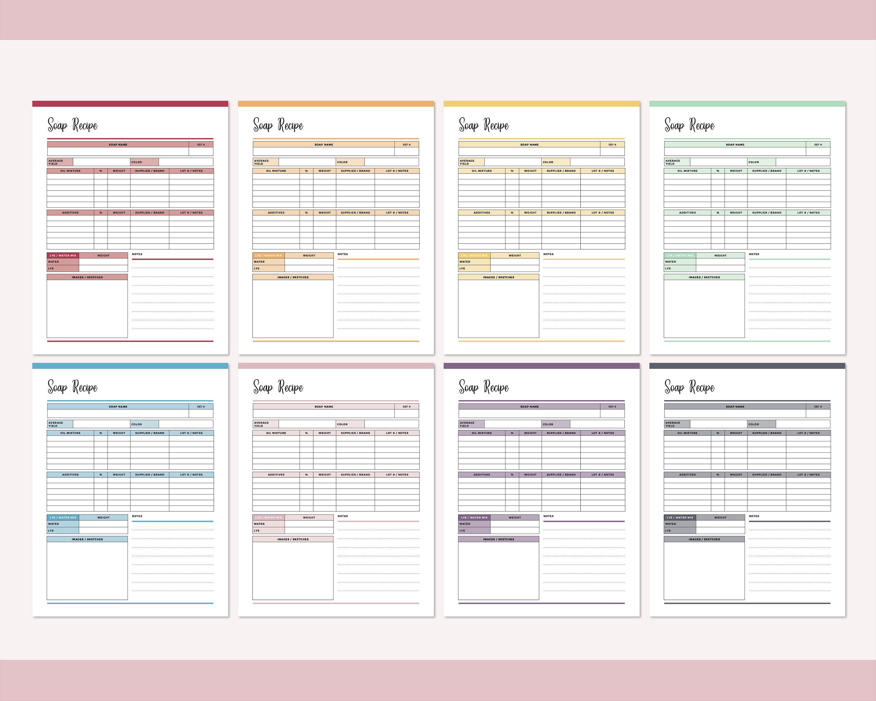 Printable Blank Soap Recipe Sheet Soap Making Recipe Cards - Etsy Canada