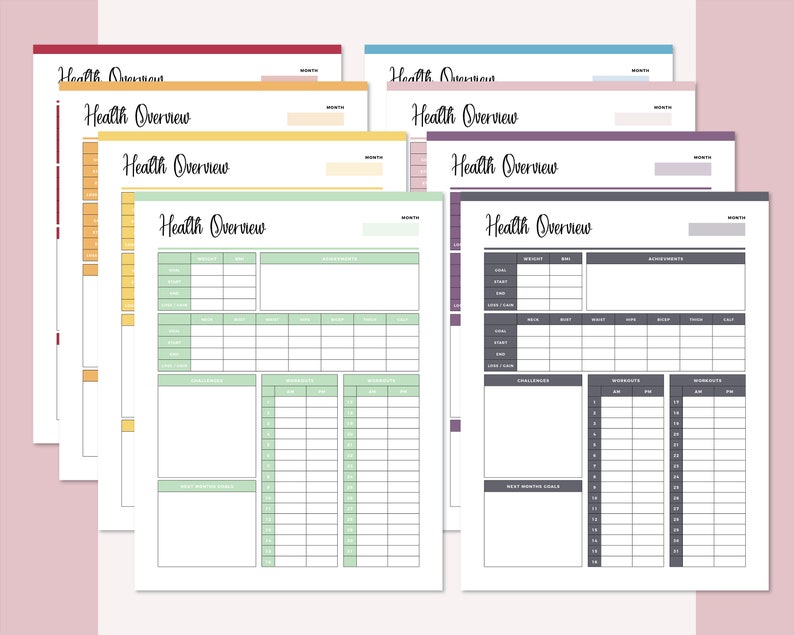 Monthly Health Tracker Printable Weightloss Tracker Weight - Etsy