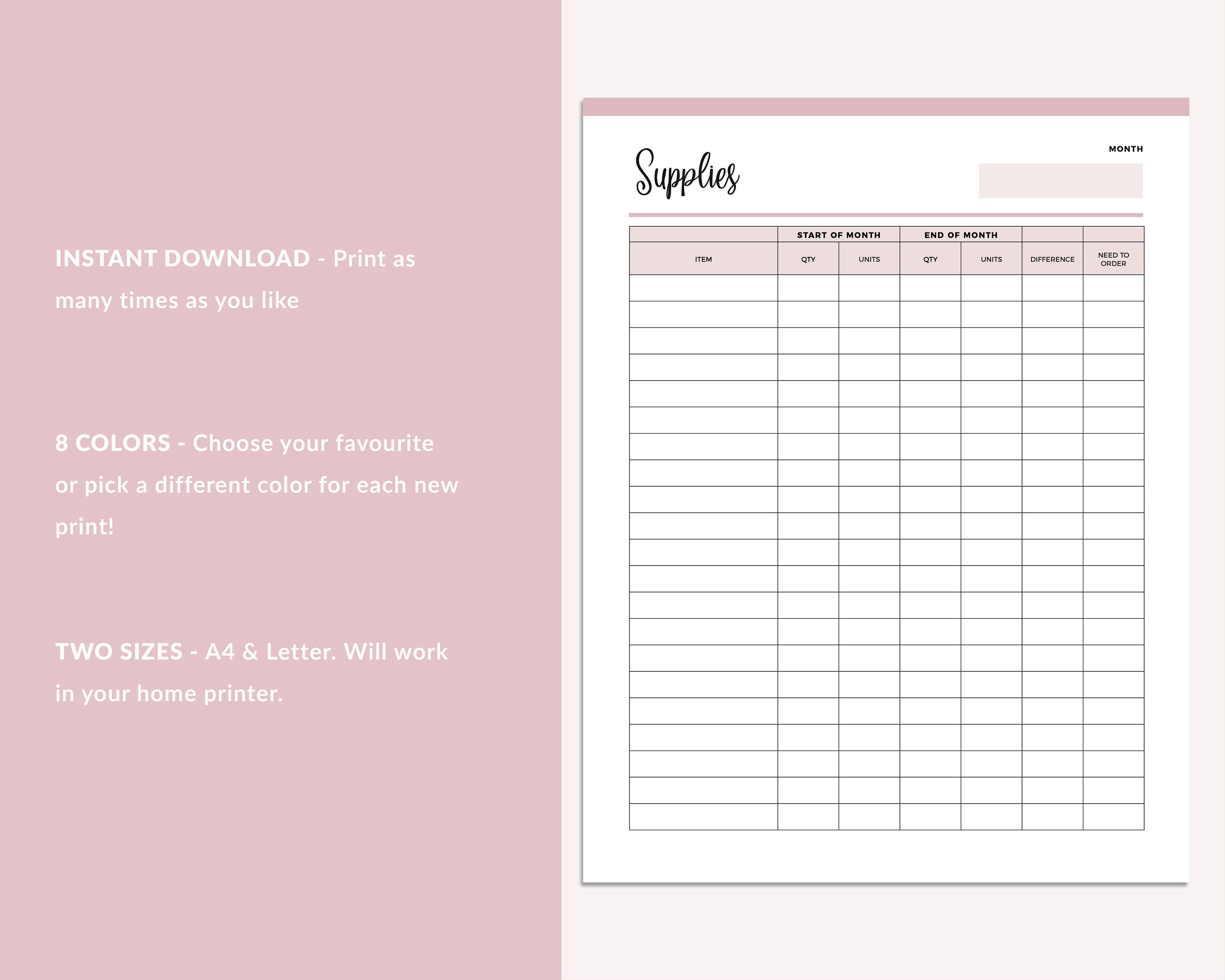 Printable Inventory Tracker, Inventory Sheet, Craft Business Supplies ...