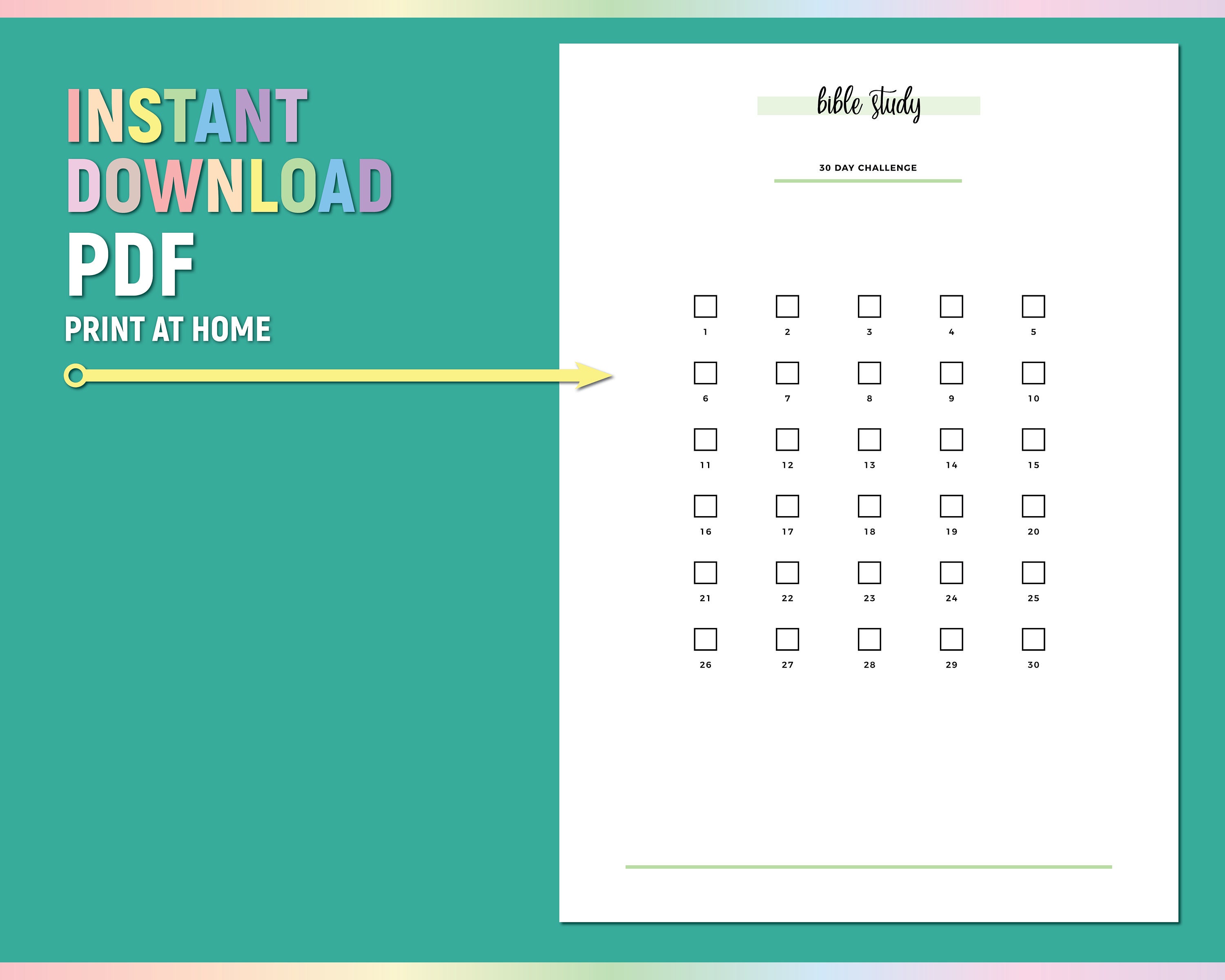 30 Day Bible Study Challenge Tracker, 60 Day Scripture Study Log, A5 ...