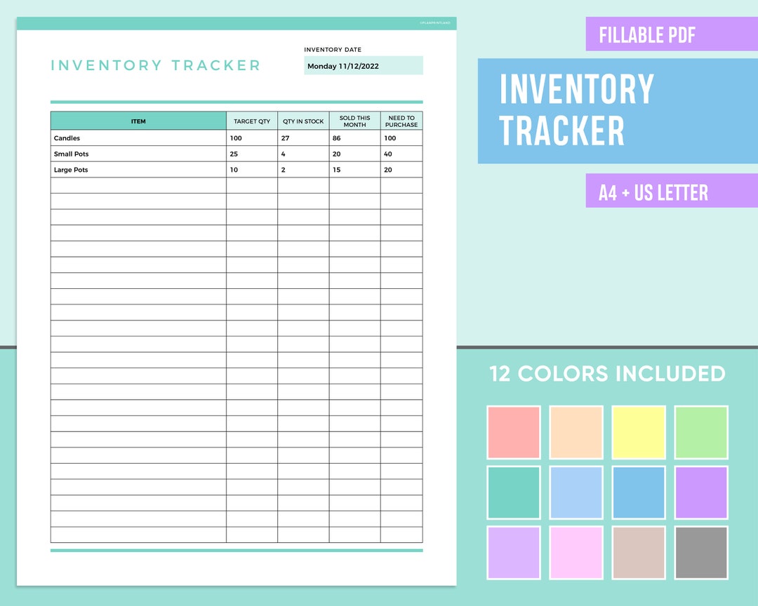 Editable Inventory Tracker Printable, Fillable Inventory Template ...