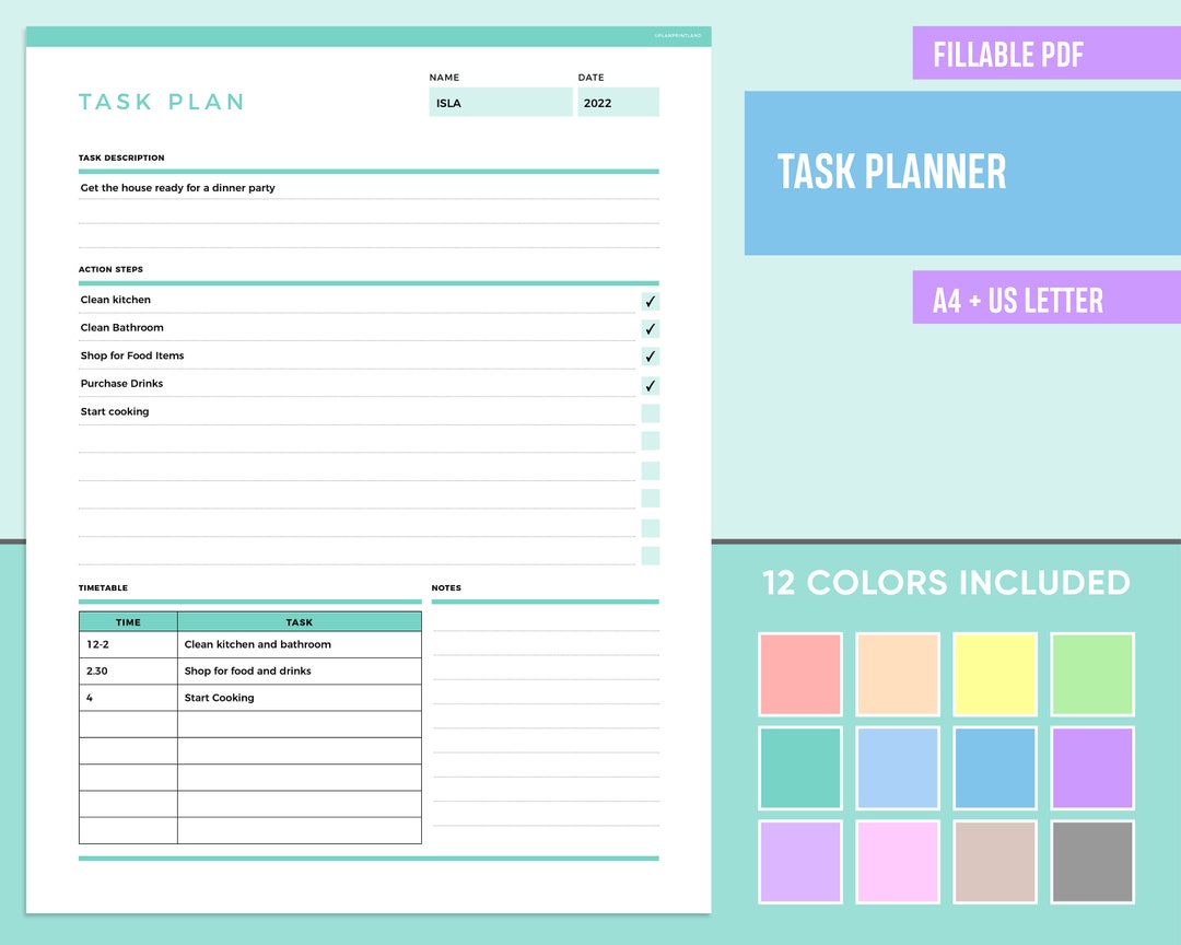 Editable Task Planner Printable, ADHD Task Planner, Project Planner ...