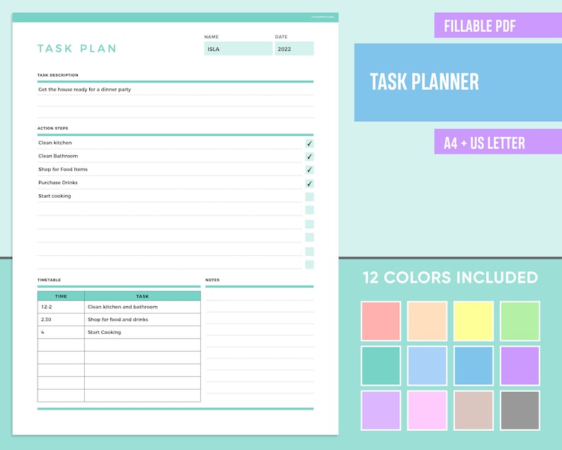 Editable Task Planner Printable ADHD Task Planner Project - Etsy