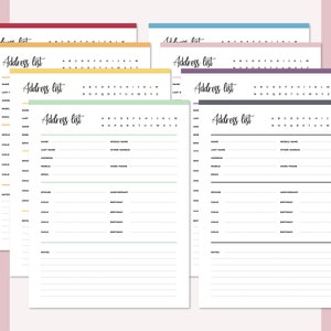 Printable Detailed Address Book, Address List, Contact List, Contact ...