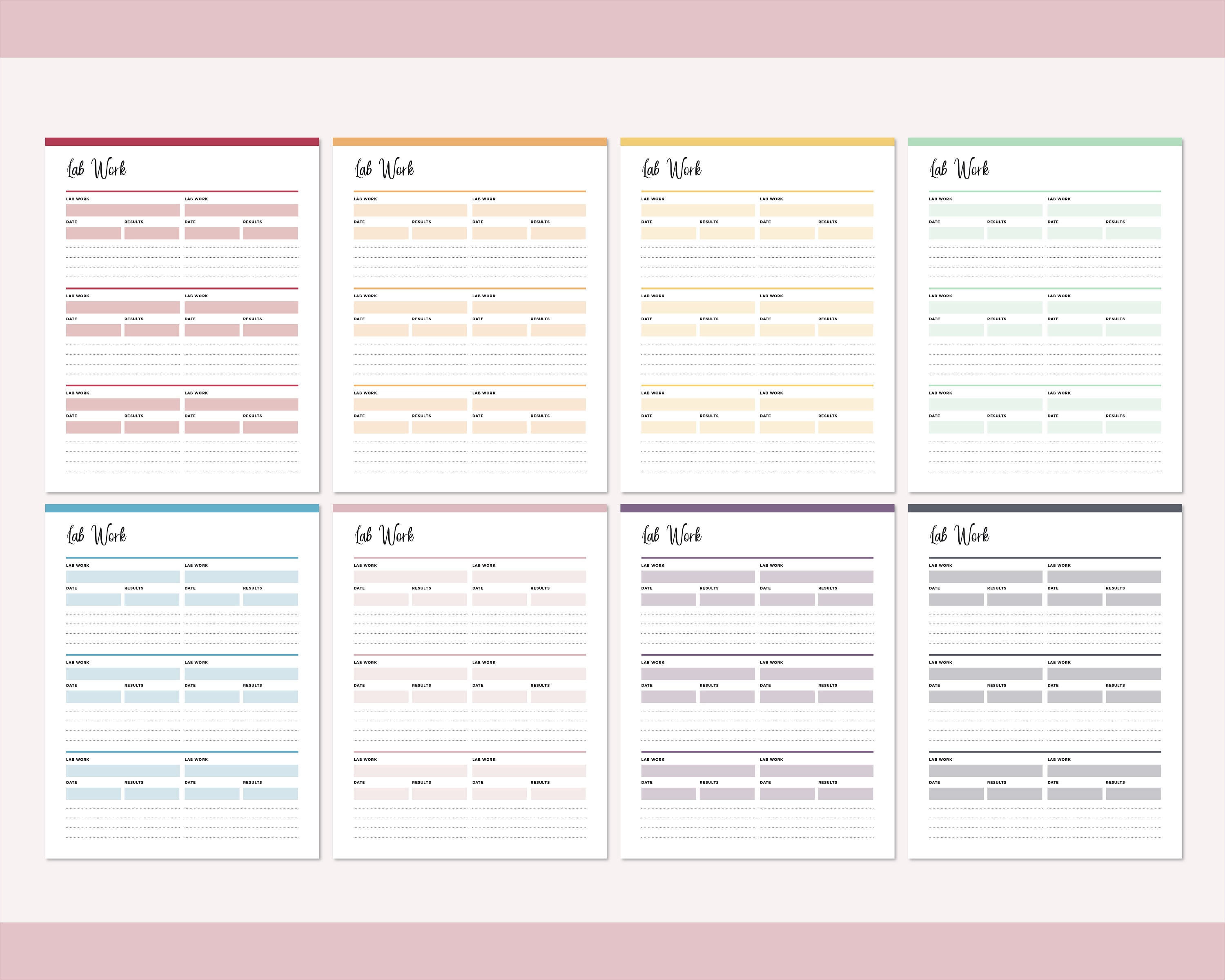 Printable Lab Work Sheet Blood Work Log Medical Test Record - Etsy