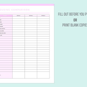 Editable House Comparison Printable, House Hunting Comparison Template ...