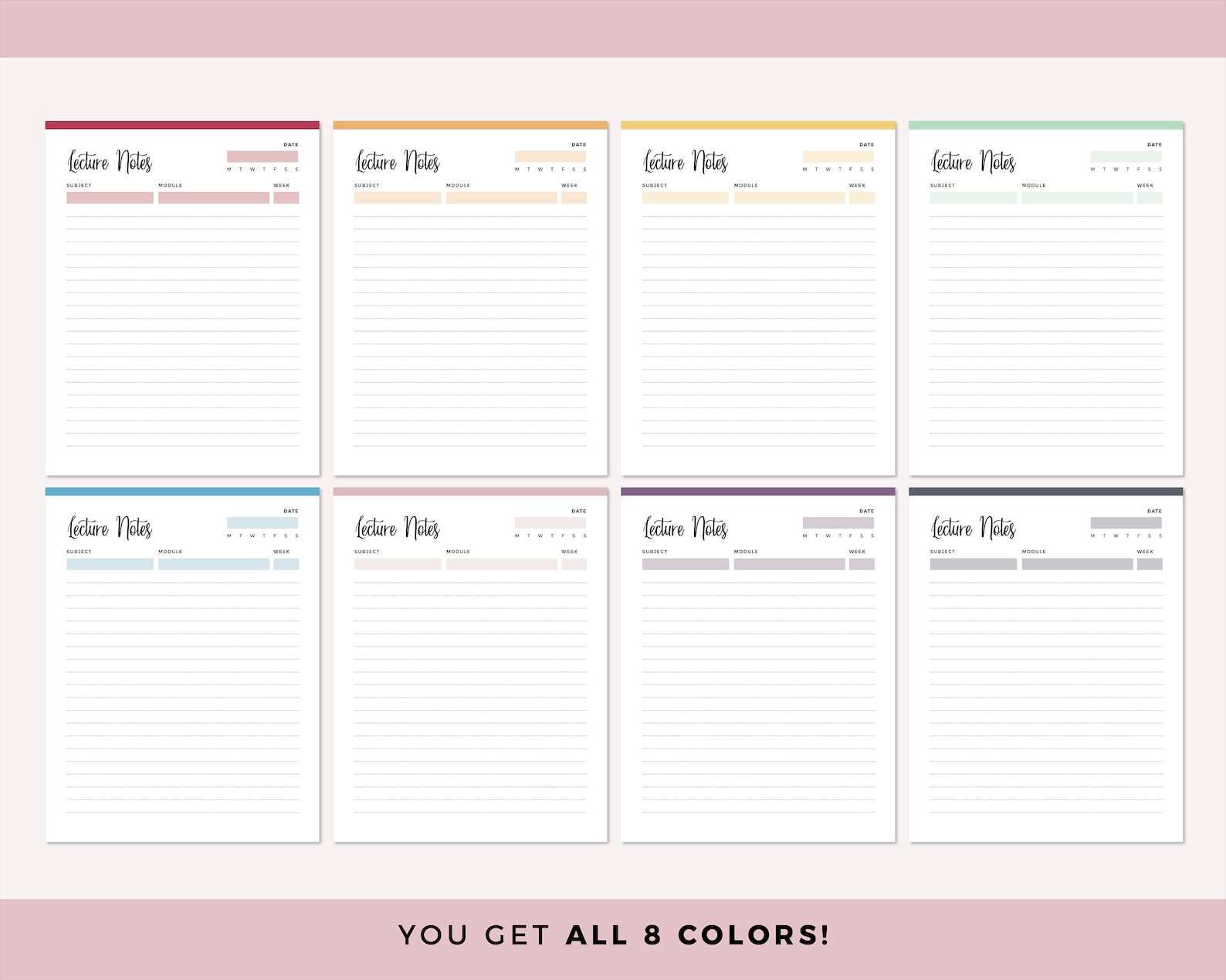 Printable Lecture Notes Note Taking Template College Student - Etsy