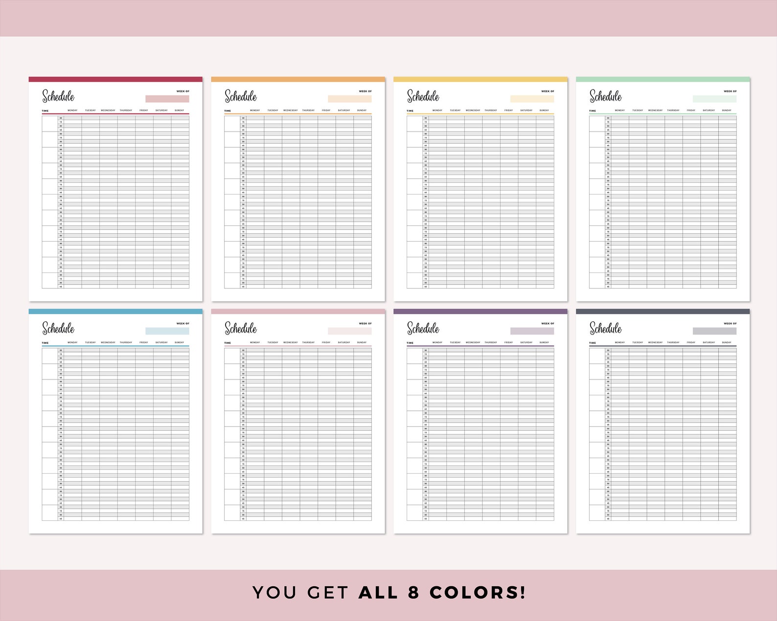 Blank Hour Printable Appointment Book, 15 Minute Increments, Weekly ...