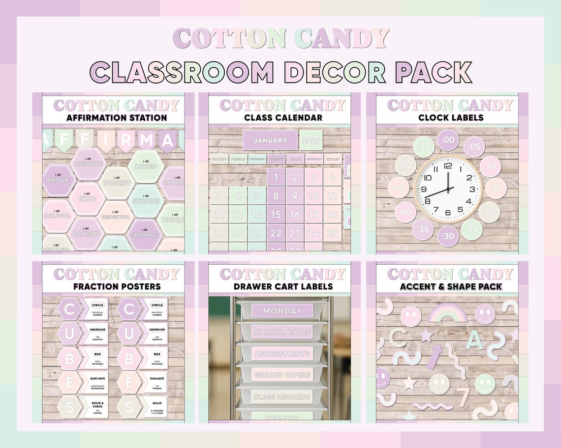 Pastel Classroom Decor Bundle | Pale Purple Pink Classroom Theme ...