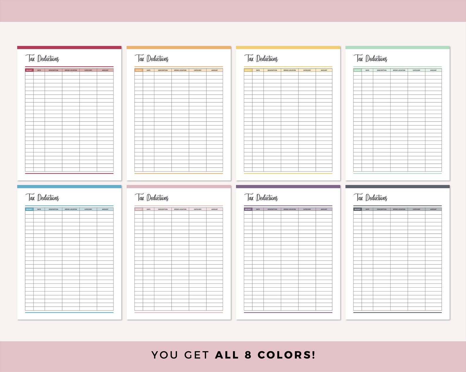 Printable Tax Deduction Tracker, Business Tax Log, Online Sales Tax ...