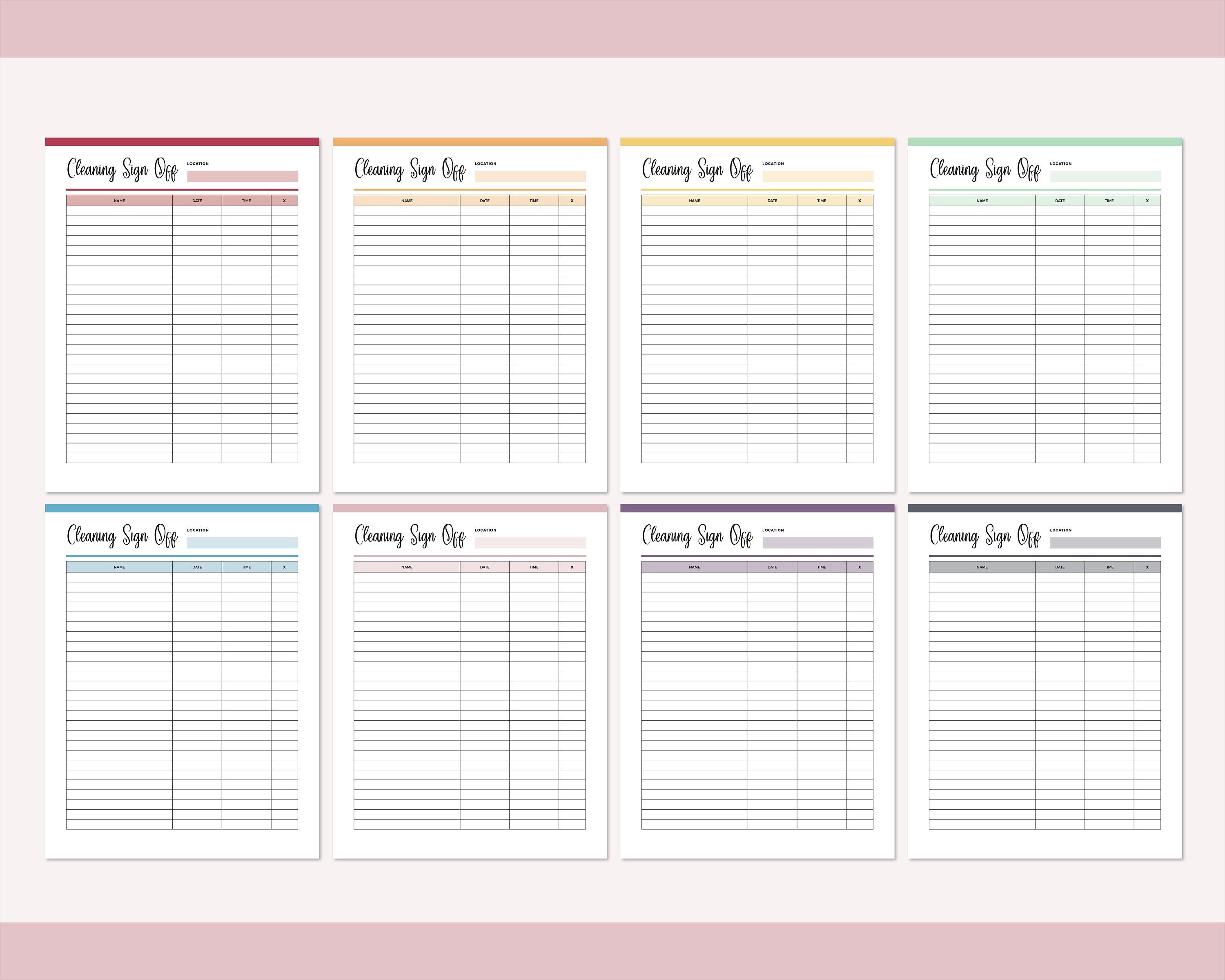 Printable Cleaning Sign-off Sheet Restroom Cleaning Bathroom - Etsy