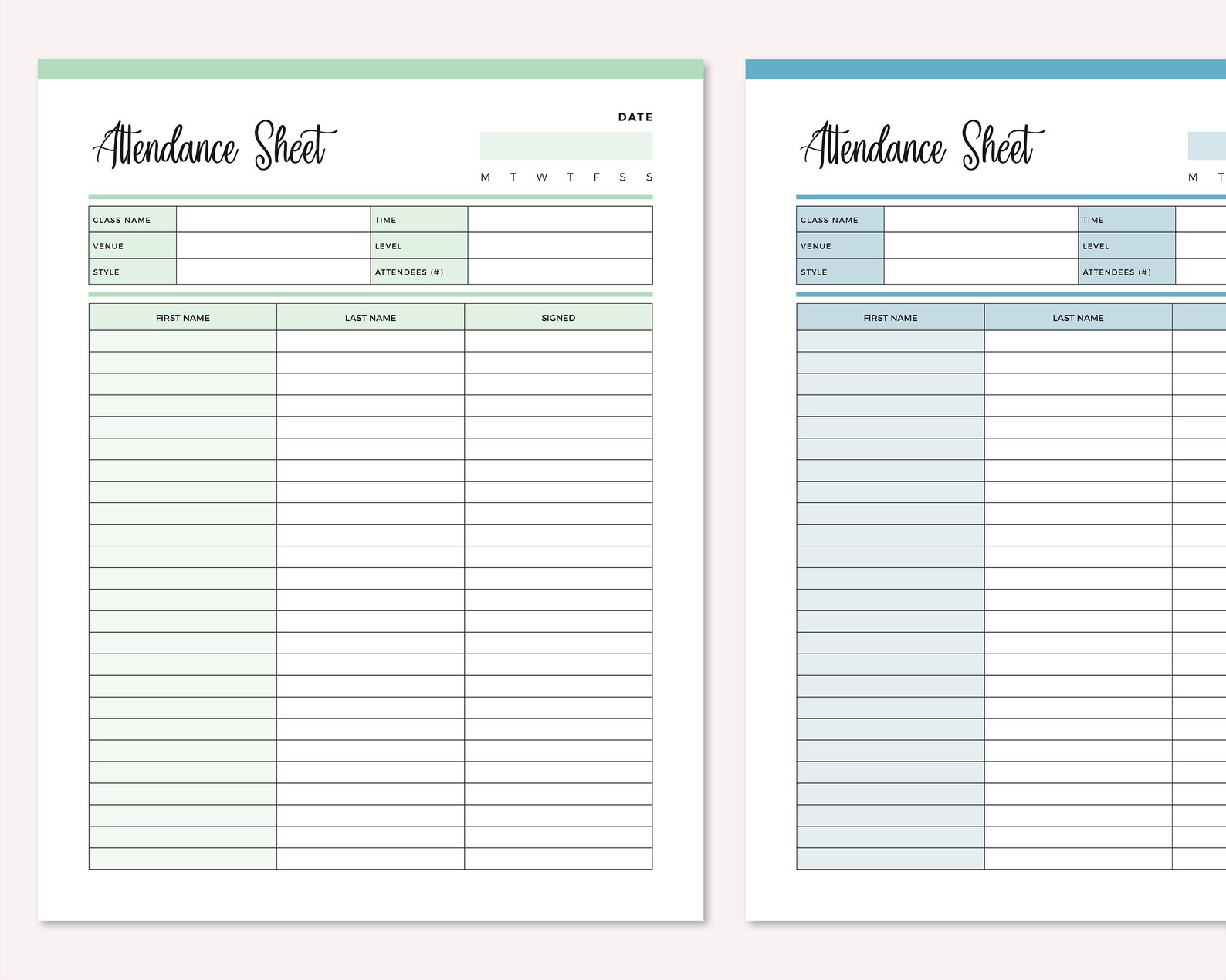 Printable Fitness Class Attendance Sheet, Sign off Sheet, Yoga Class ...