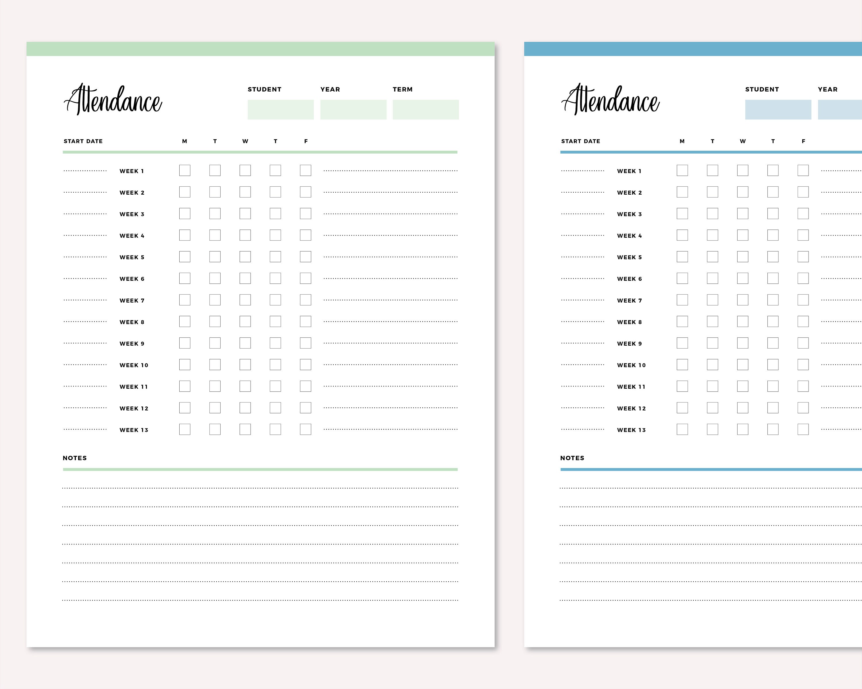 Daily Attendance Sheet Printable, Homeschool Attendance Tracker, Home ...