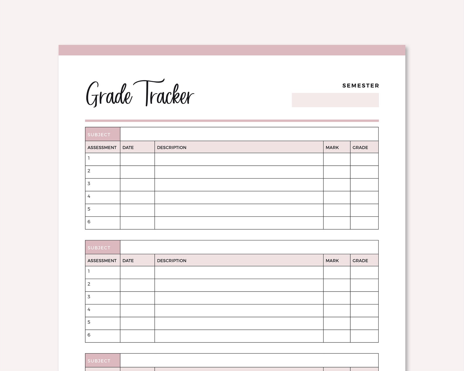 Printable Grade Tracker, Homeschool Gradebook, Student Grading Sheet ...