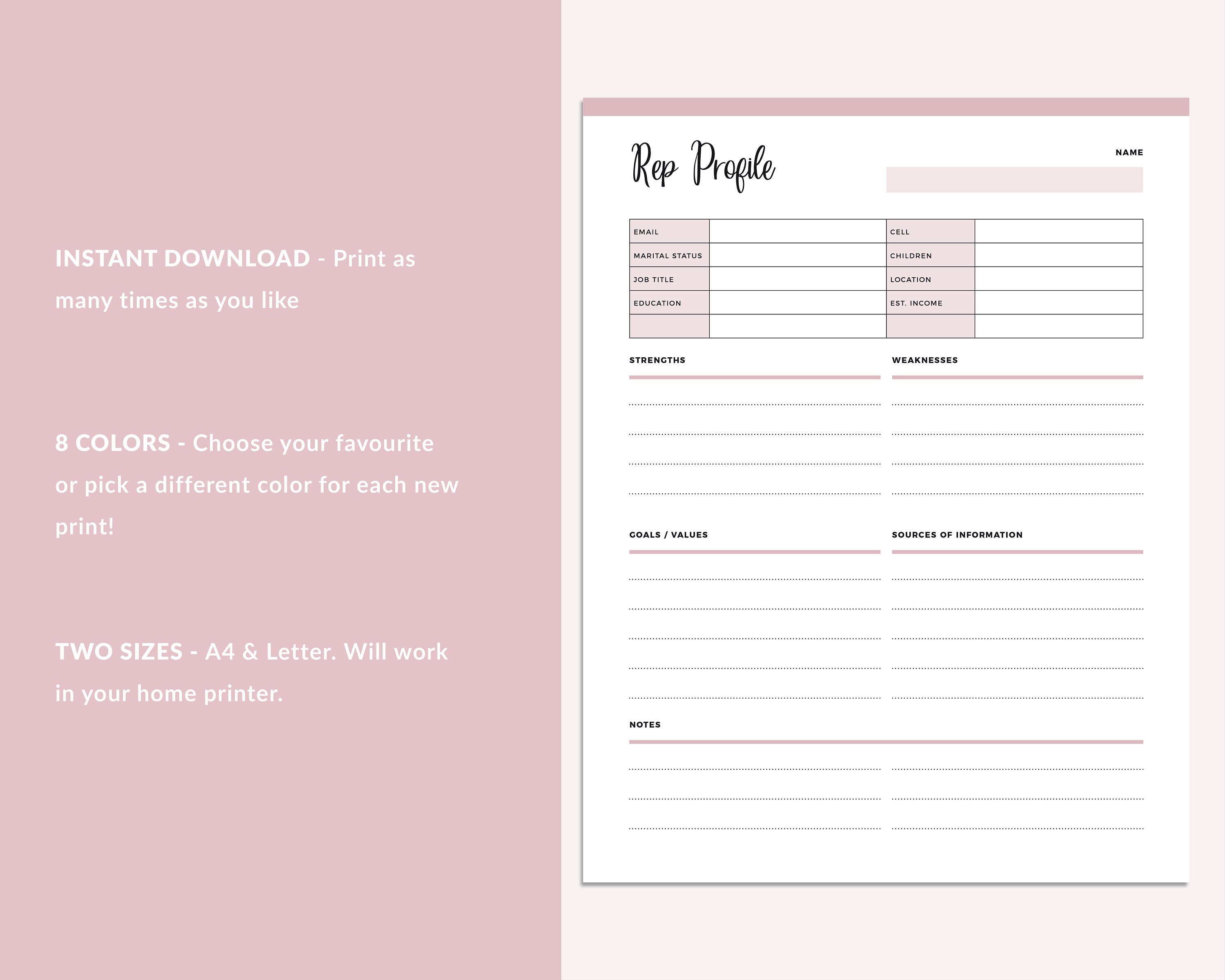 MLM Rep Profile MLM Business Planner Printable Direct | Etsy