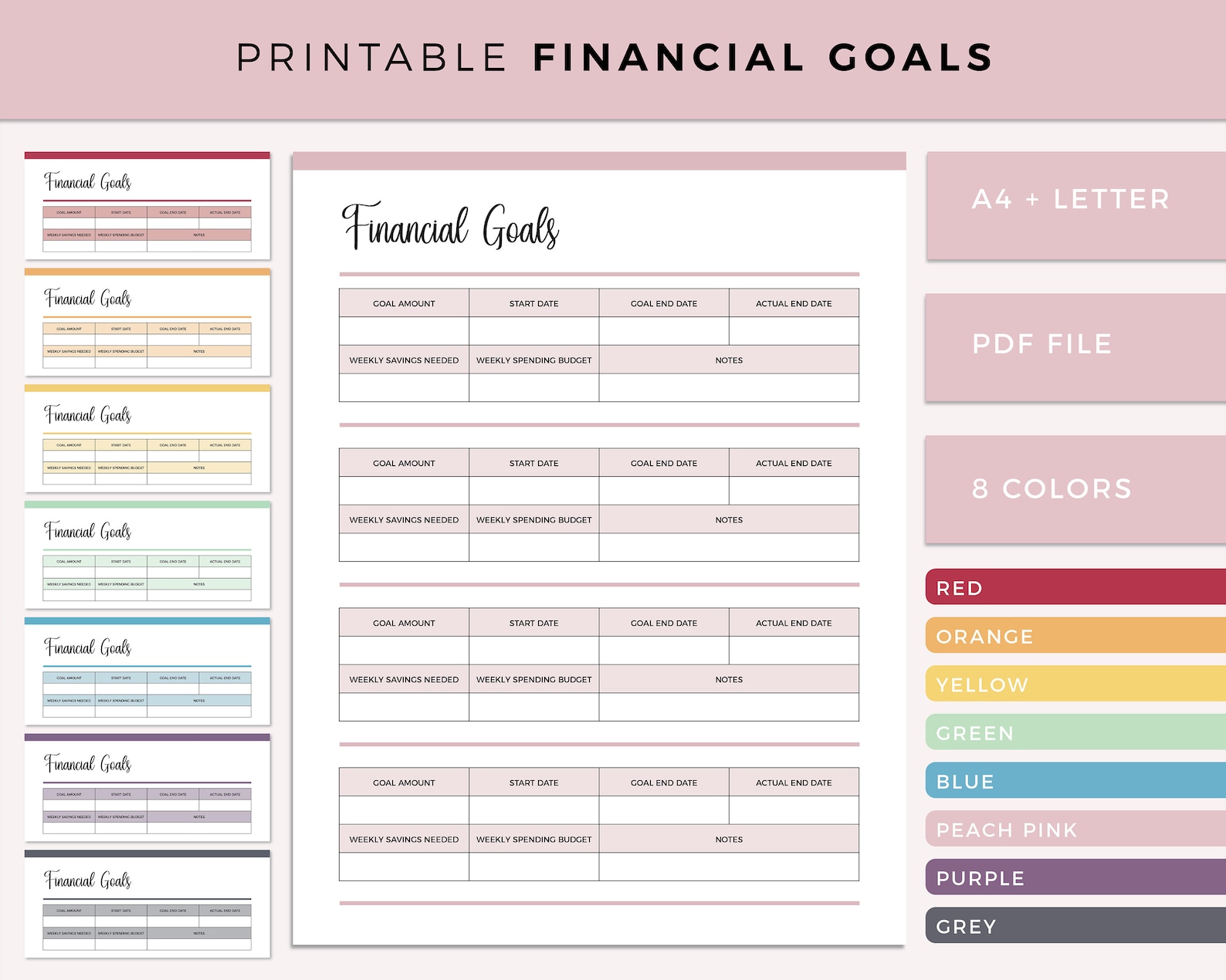 Printable Financial Goals Sheet Financial Planning Budget - Etsy Australia