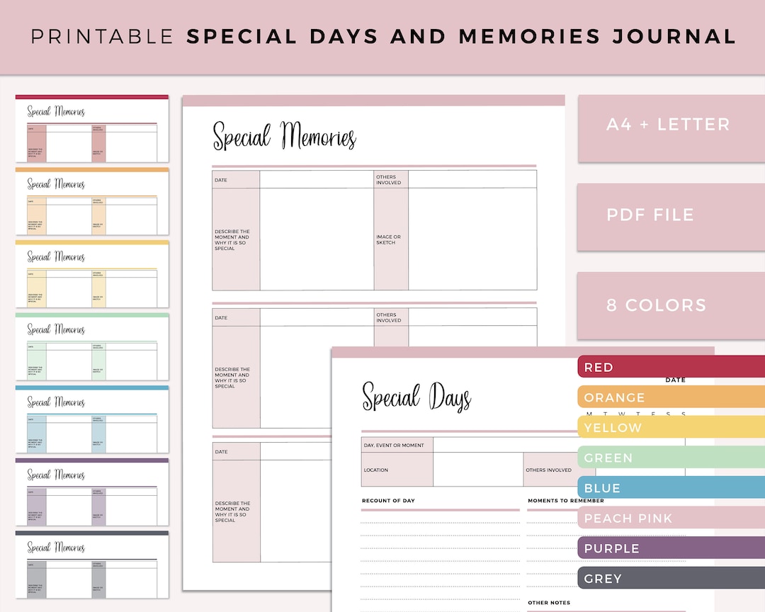 Printable Special Memories Diary, My Moments, Gratitude Journal ...