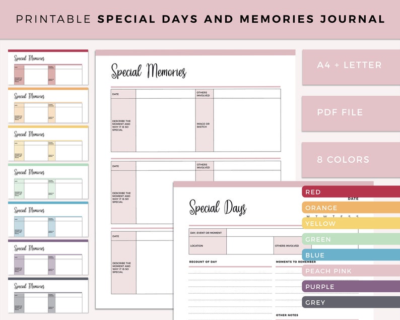 Printable Special Memories Diary, My Moments, Gratitude Journal ...