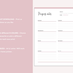 Printable Task Progress Notes, Weekly Task Tracker, Task Journal ...