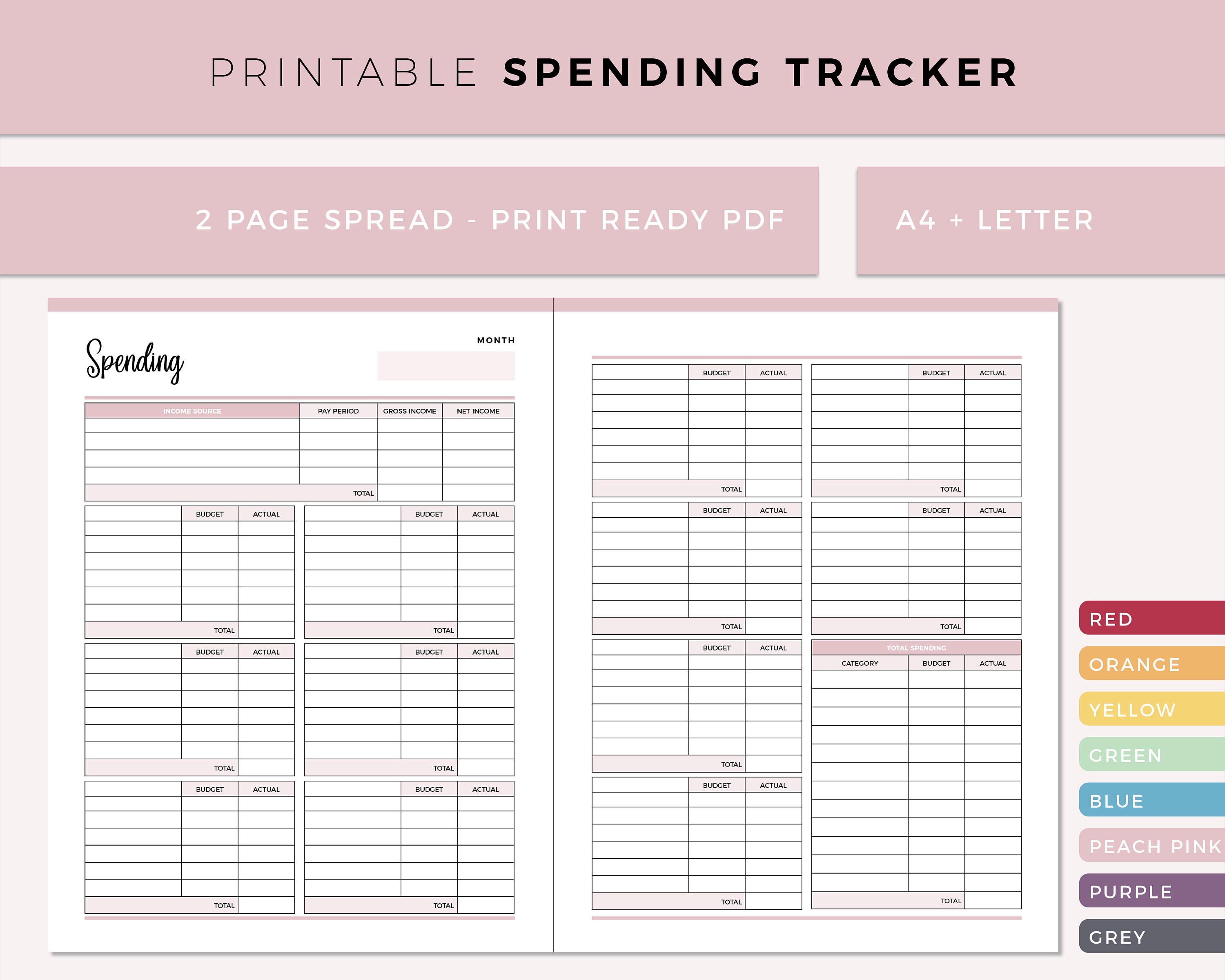 Printable Spending Tracker Detailed Expense Tracking | Etsy