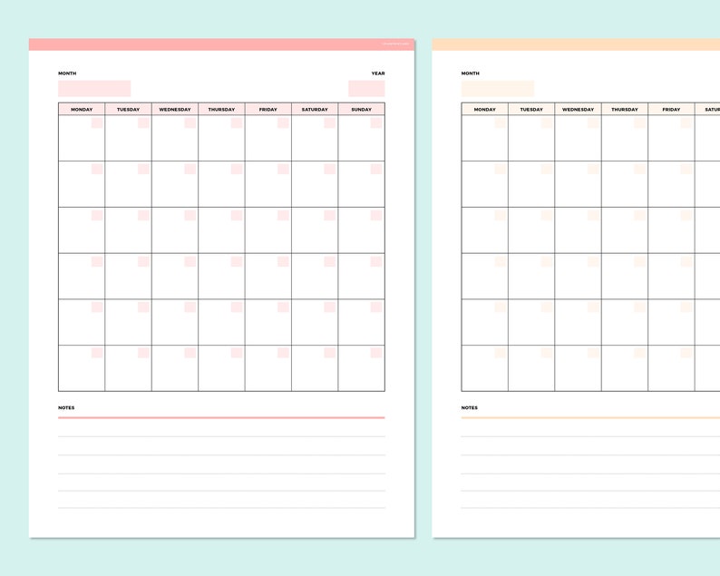 Editable Blank Calendar Template Printable Calendar PDF - Etsy