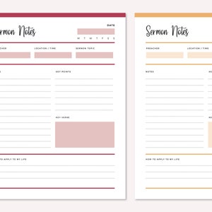 Printable Sermon Notes, Print at Home Faith Planner, Scripture and ...