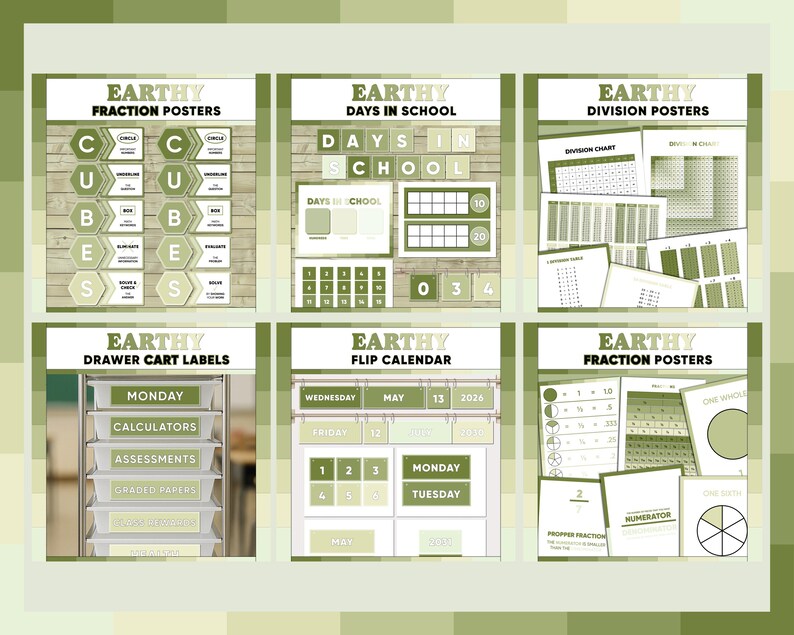Green Classroom Decor Bundle | Calm Earthy Classroom Theme | Bulletin ...